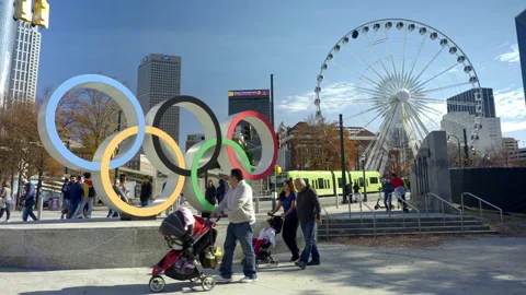 Atlanta Georgia downtown Olympic Rings f... | Stock Video | Pond5