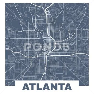 Atlanta map. Square map of Atlanta city streets poster. USA map art ...