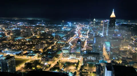 Atlanta Skyline at Night with Clouds Tim... | Stock Video | Pond5