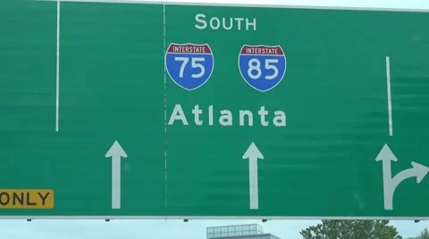 Atlanta traffic signs on highway | Stock Video | Pond5