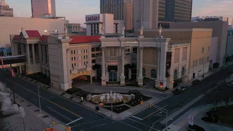 Atlantic City Caesars entrance statues f... | Stock Video | Pond5