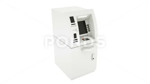 Atm machine isolated on white background, side view. 3D illustration ...