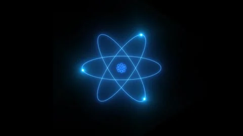 Atom animation neon glowing blue color i... | Stock Video | Pond5