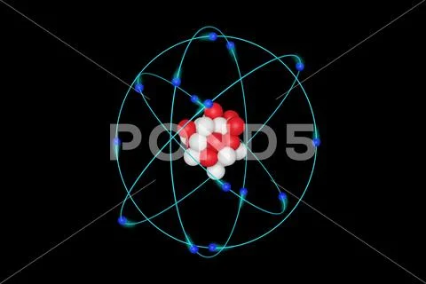 Atom. Model of atomic structure with nucleus, electrons and orbits ...