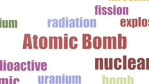 Atomic Bomb Tag Cloud Animated On White ... | Stock Video | Pond5