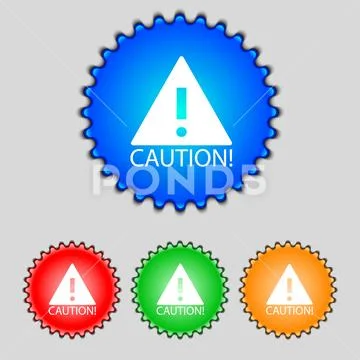 Attention caution sign icon. Exclamation mark. Hazard warning symbol ...