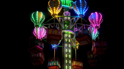 The attraction is a luminous carousel | Stock Video | Pond5