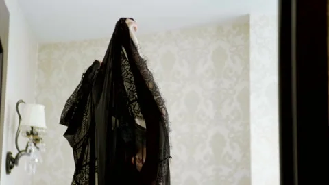 Attractive girl dressed in black underwe... | Stock Video | Pond5