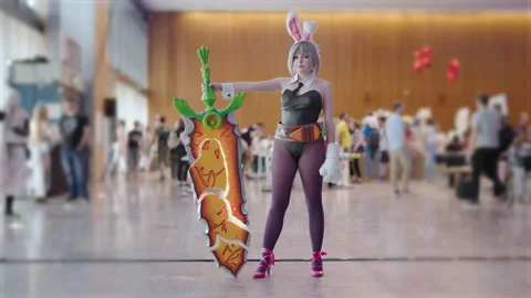 Attractive girl in fantasy character cos... | Stock Video | Pond5