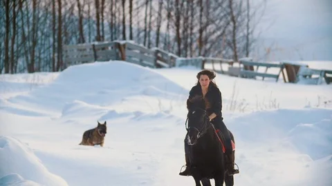 Attractive longhaired female rider ridin... | Stock Video | Pond5