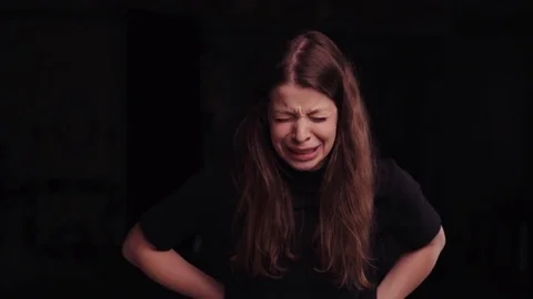 Attractive upset woman is loudly crying,... | Stock Video | Pond5