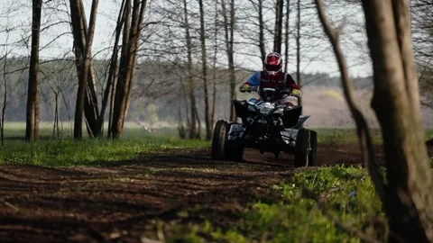 ATV Off Road Extreme Racing in forest. Q... | Stock Video | Pond5