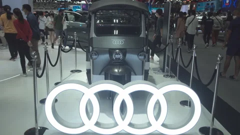Audi motor logo on tuk tuk car at Motor ... | Stock Video | Pond5