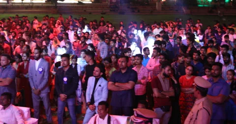 audience at open air auditorium night | Stock Video | Pond5