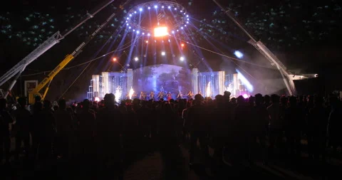 audience at open air auditorium night | Stock Video | Pond5