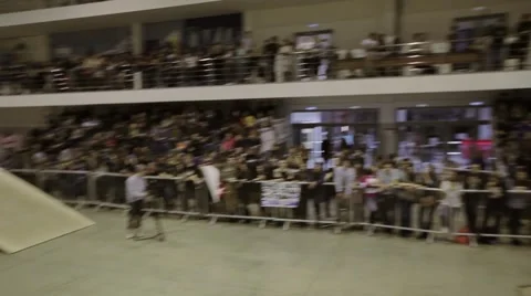 Audience wave hands, poster on tribunes ... | Stock Video | Pond5