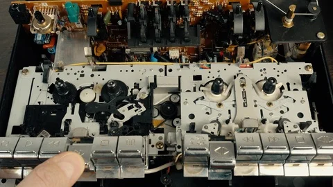 Audio cassette player inside mechanism. ... | Stock Video | Pond5