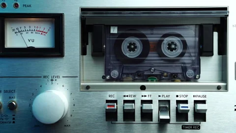 Audio Cassette Tape Playing in Old Deck ... | Stock Video | Pond5