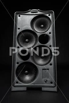 Audio system stereo column on dark background Stock Image #134558896