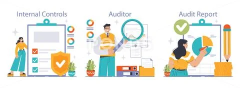 Audit process set. Flat vector illustration. Illustration #266975256