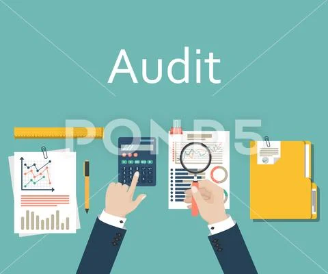 Auditing concept, tax process, analysis, data, accounting, planning ...