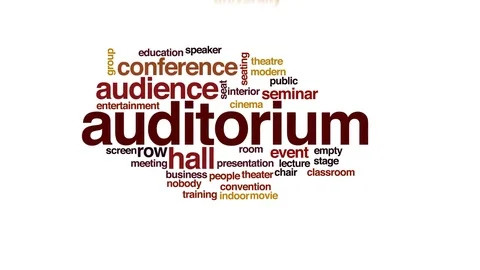 Auditorium animated word cloud, text des... | Stock Video | Pond5