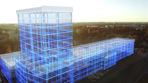 Augmented Reality VFX Building under Con... | Stock Video | Pond5