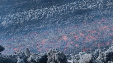 August 2025 Mount Etna Lava Flow New Eff... | Stock Video | Pond5