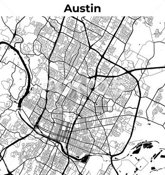 Austin City Map, Cartography Map, Street Layout Map Illustration #267033692