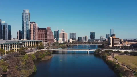 Austin Downtown, Riverside view, Aerial ... | Stock Video | Pond5