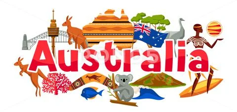 Australia banner design. Australian traditional symbols and objects ...