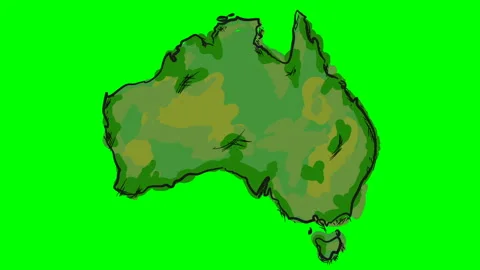 Australia drawing colored map green scre... | Stock Video | Pond5