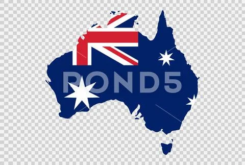 Australia flag on map isolated on png or transparent background,Symbol ...