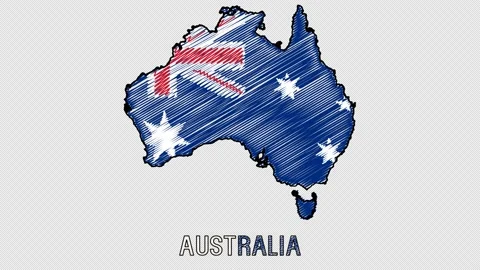 Australia Hand Drawn Cartoon Animated Ma... | Stock Video | Pond5