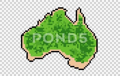 Australia illustrated in Pixel Art (MATTE PNG TRANSPARENT) ~ Clip Art ...