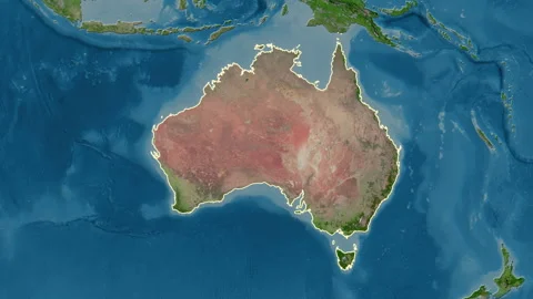 Australia map - drive. Border. Satellite... | Stock Video | Pond5