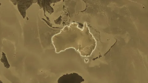Australia map - extract. Glow. Sepia. La... | Stock Video | Pond5