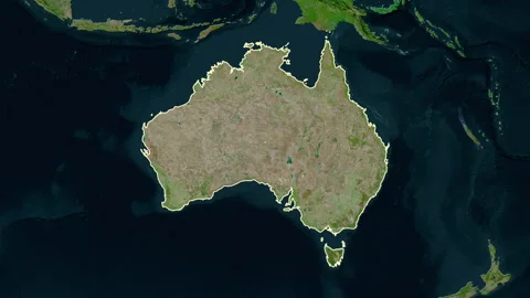 Australia map - solid. Regions. Satellit... | Stock Video | Pond5