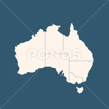 Australia maps set with states borders isolated on white. Grey coloured ...