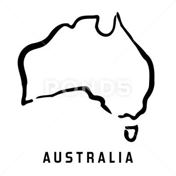 Australia simple map outline - smooth simplified continent shape map ...