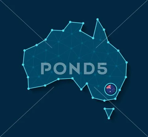 Australia simplified vector map in a digital blue design: Graphic ...