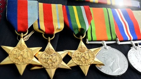 Australian Army WWII medals pinned to bl... | Stock Video | Pond5