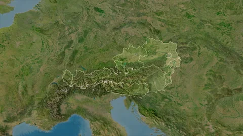 Austria map - extract. Regions. Satellit... | Stock Video | Pond5