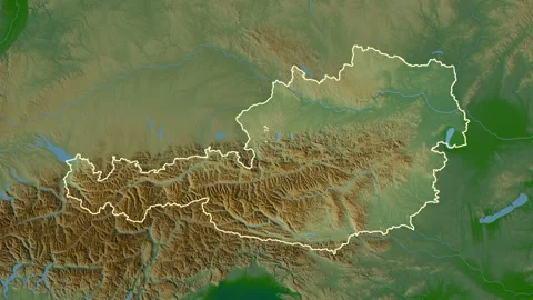 Austria map - solid. Regions. Physical. ... | Stock Video | Pond5
