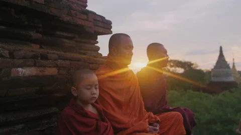 Authentic real monks In Bagan Mayanmar /... | Stock Video | Pond5