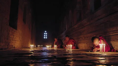 Authentic real monks In Bagan Mayanmar /... | Stock Video | Pond5