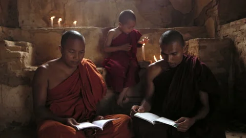 Authentic real monks In Bagan Mayanmar /... | Stock Video | Pond5