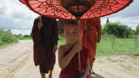 Authentic real monks In Bagan Mayanmar /... | Stock Video | Pond5
