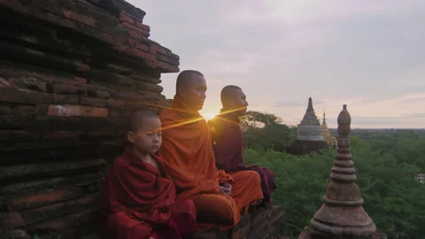 Authentic real monks In Bagan Mayanmar /... | Stock Video | Pond5