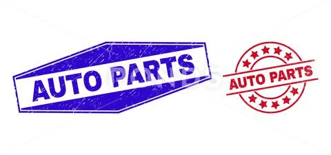 AUTO PARTS Grunge Stamp Seals in Circle and Hexagonal Forms ~ Clip Art ...